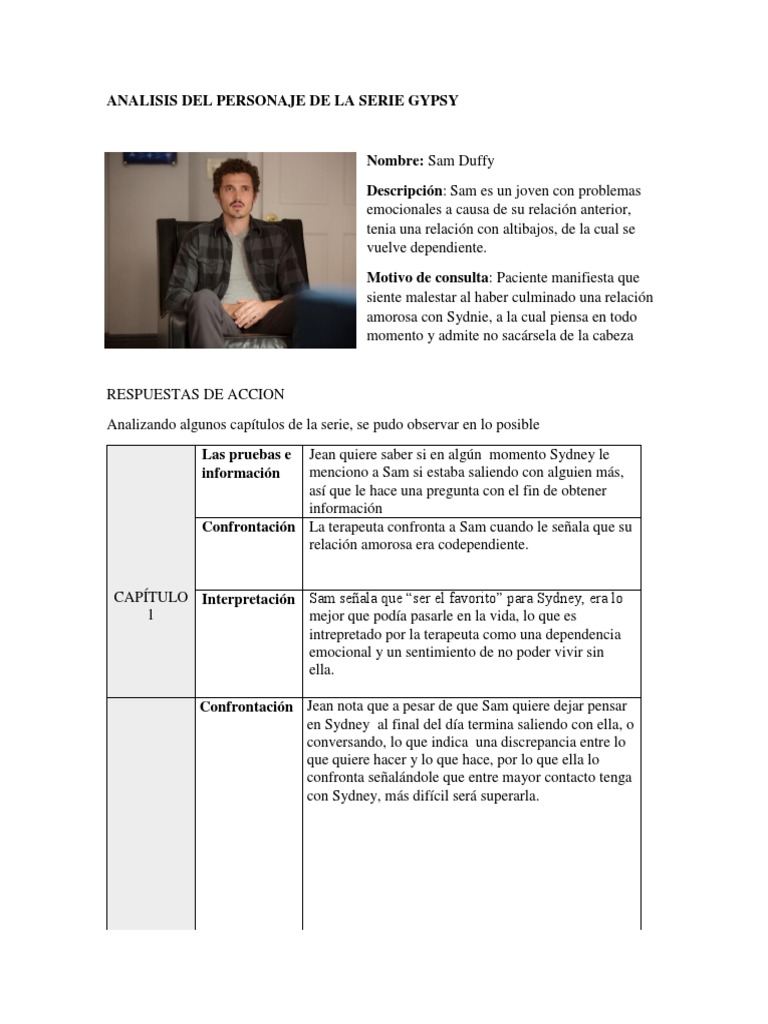 Analisis Del Personaje de La Serie Gypsy | PDF | Sicología