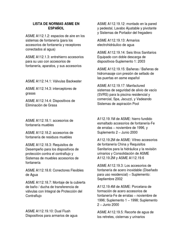 LISTA DE NORMAS ASME EN ESPAÑOL.docx | PDF | Planta de energía nuclear ...