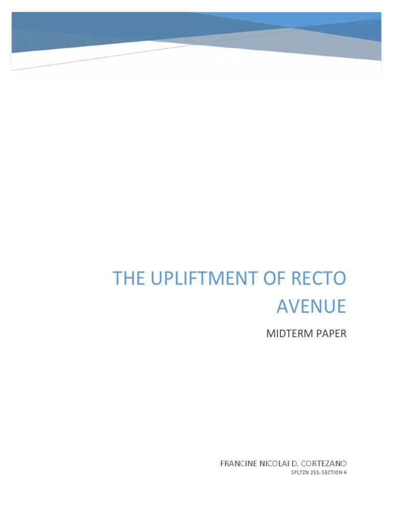 Upliftment of Recto Ave | PDF | Manila | Street