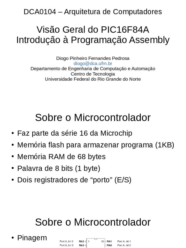 Assembly Pic16f84a | PDF | Linguagem Assembly | Equipamento de escritório