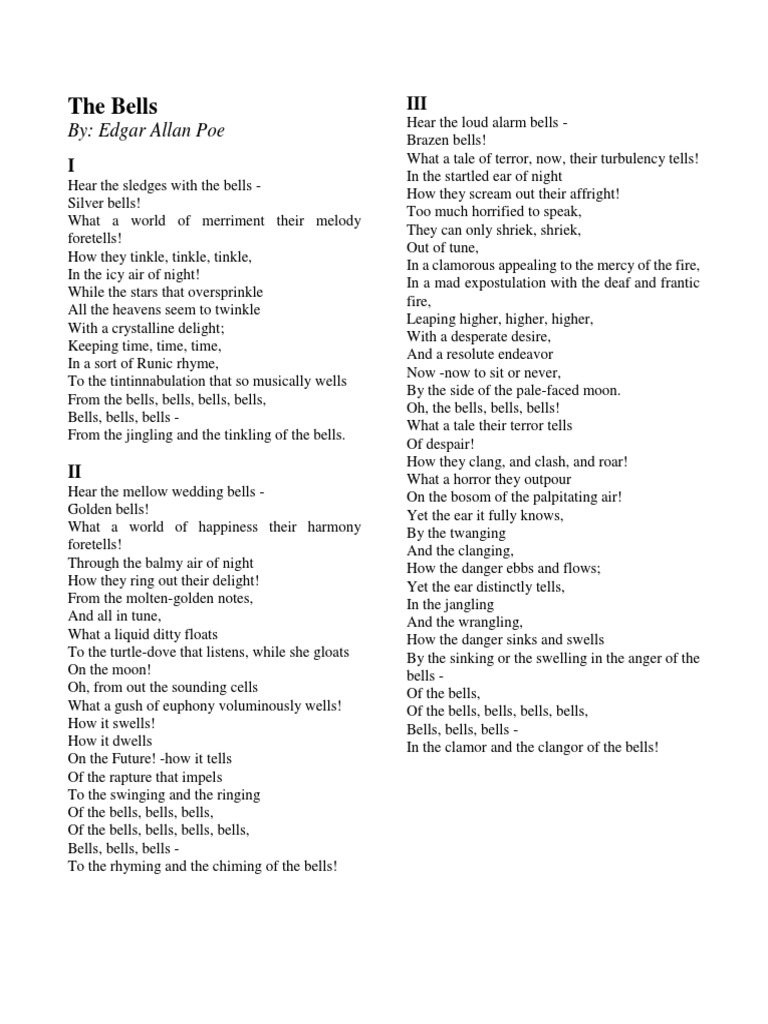 The Bells: By: Edgar Allan Poe | PDF | Nature
