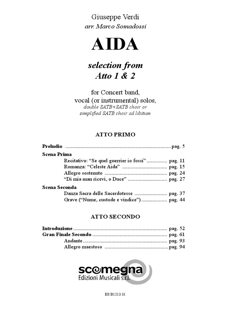Verdi, Aida 1-2 Atto | PDF | Saxophone | Woodwind Instruments