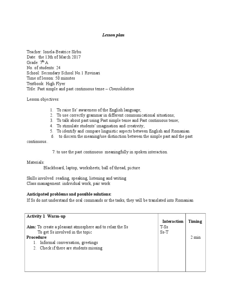 Lesson Plan: Anticipated Problems and Possible Solutions | PDF ...