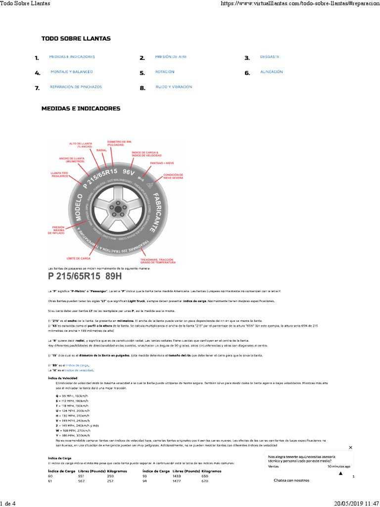 Como Leer Las Especificaciones de Una Llanta | PDF