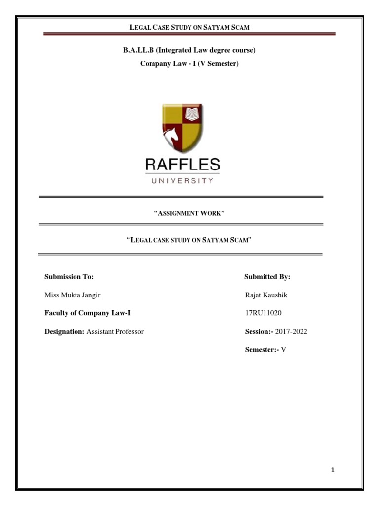 Case Study - Satyam Scam | PDF | Pricewaterhouse Coopers | Corporate Law