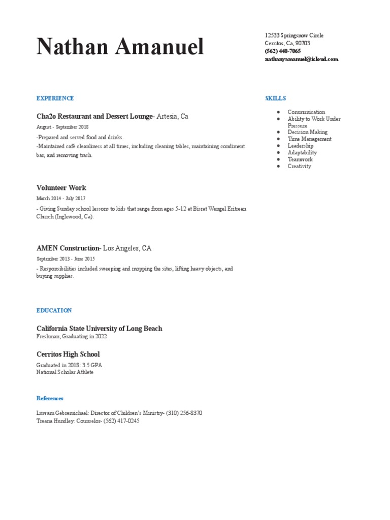Nathan Amanuel: Cha2o Restaurant and Dessert Lounge-Artesia, Ca | PDF