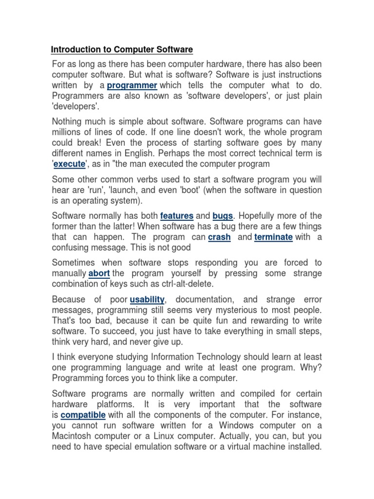 Introduction To Computer Software | PDF | Computer Program | Programming