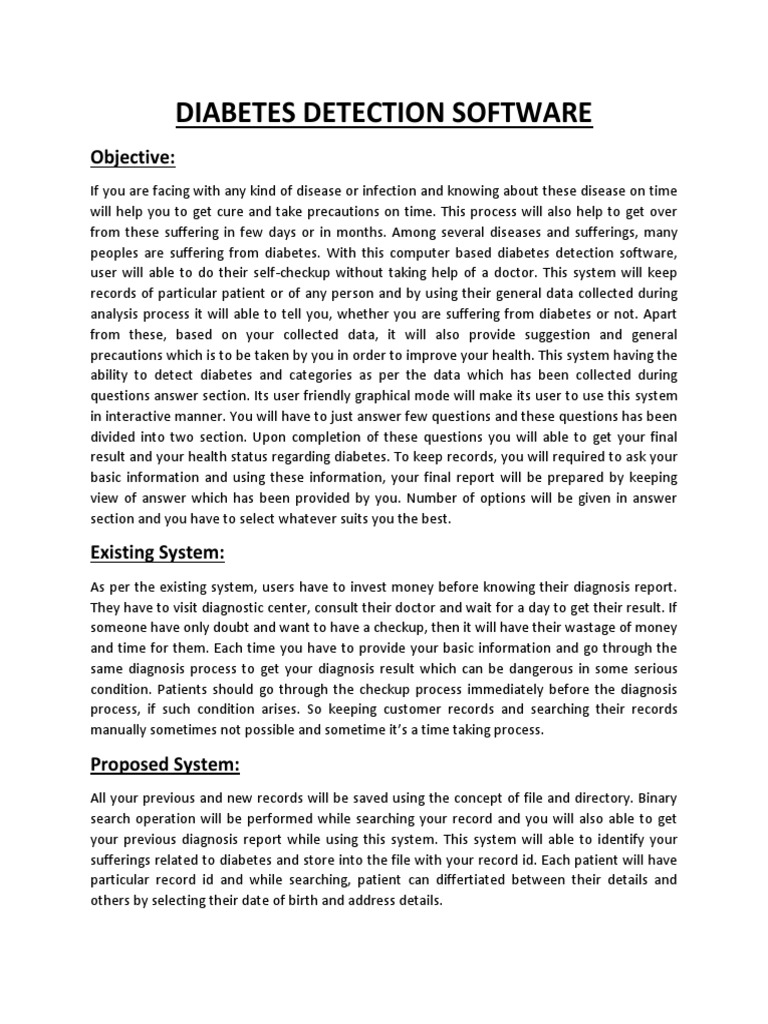 Diabetes Detection System Abstract | PDF | Medical Diagnosis ...