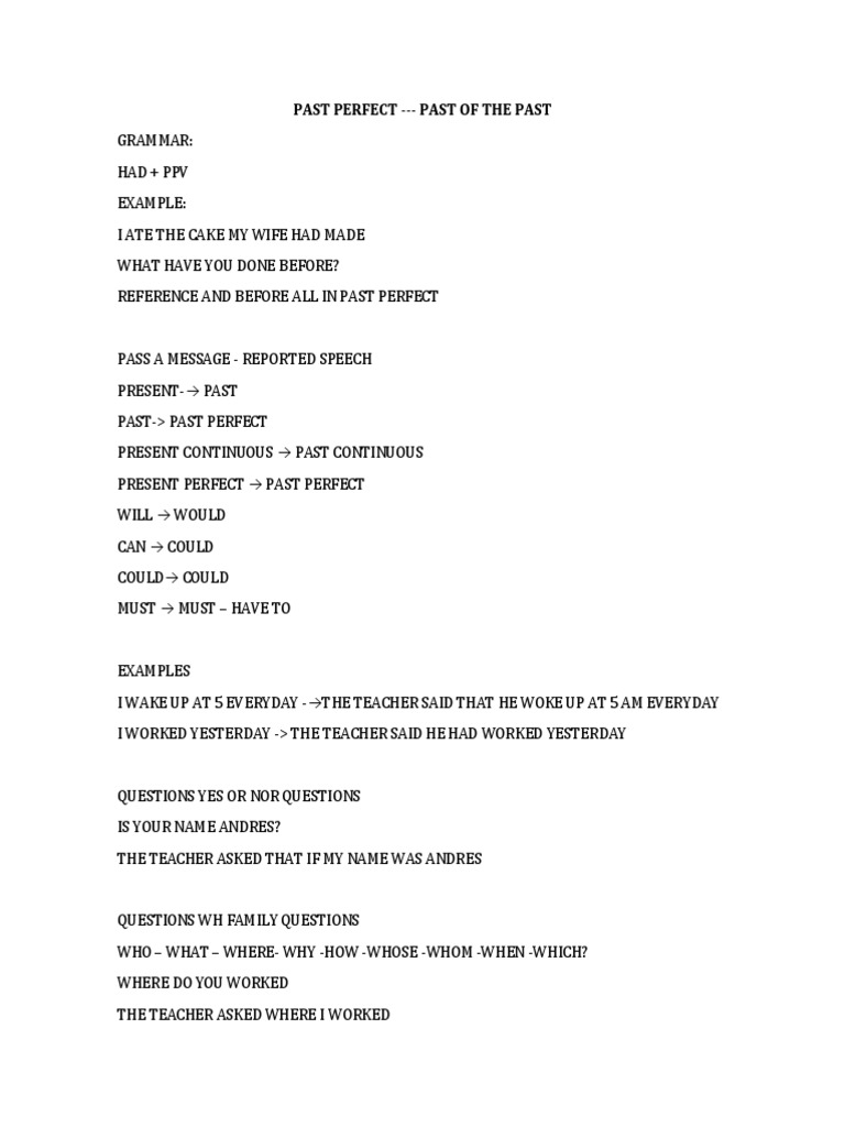 A Comprehensive Guide to Reported Speech, Conditionals, and the Past ...
