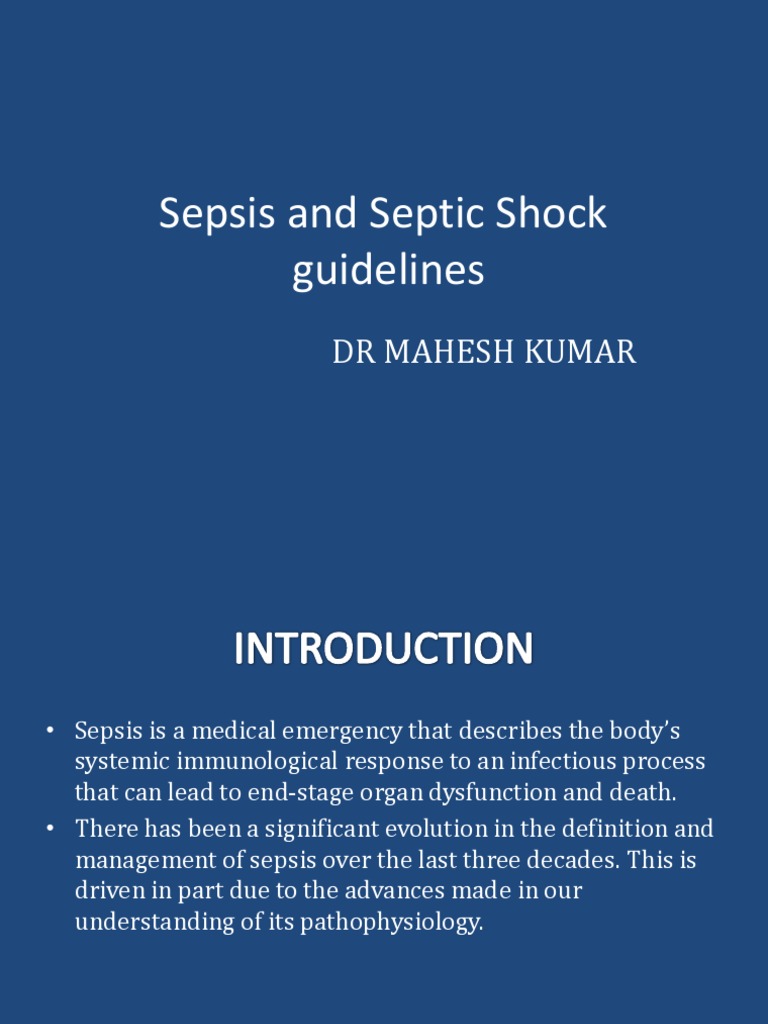 Sepsis and Septic Shock Guidelines: DR Mahesh Kumar | PDF | Sepsis ...