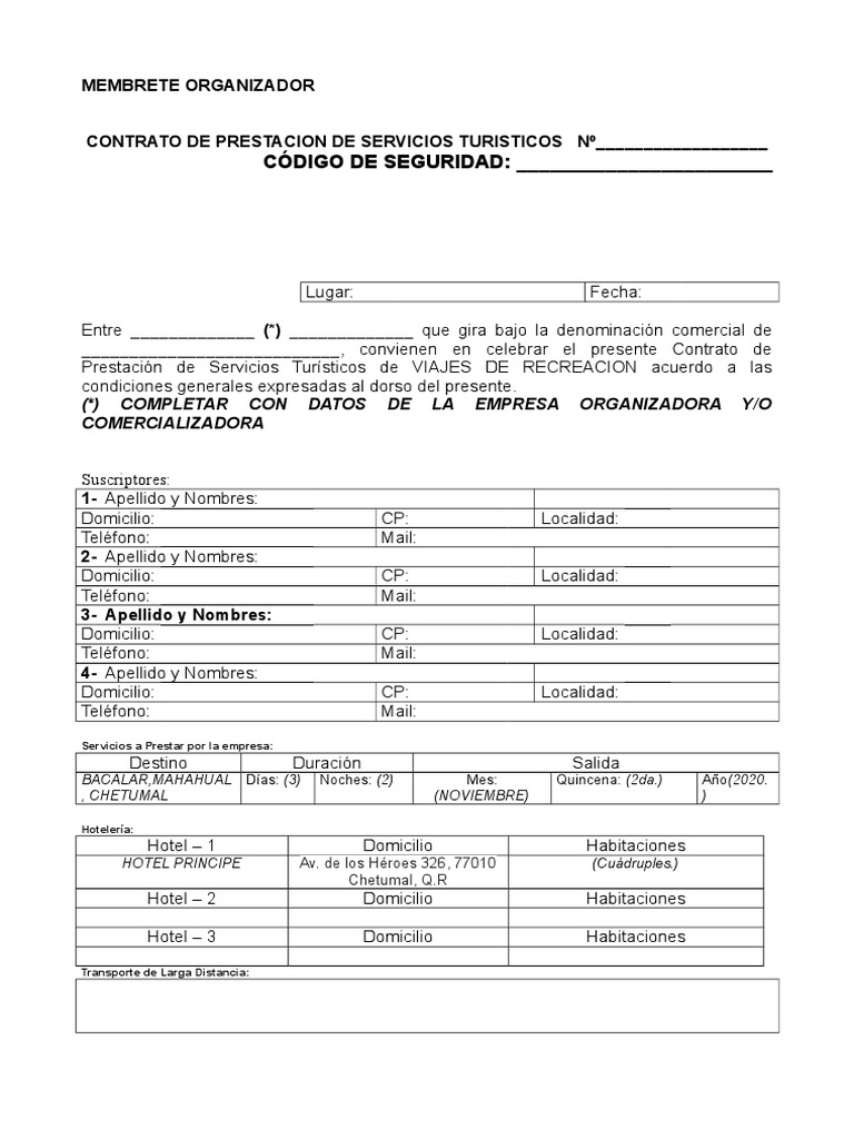 Contrato de Viaje | PDF | Turismo | Business