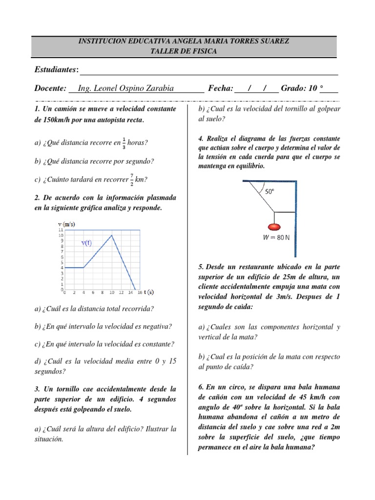 Tellar de Fisica 10 | PDF | Velocidad | Mecanica clasica