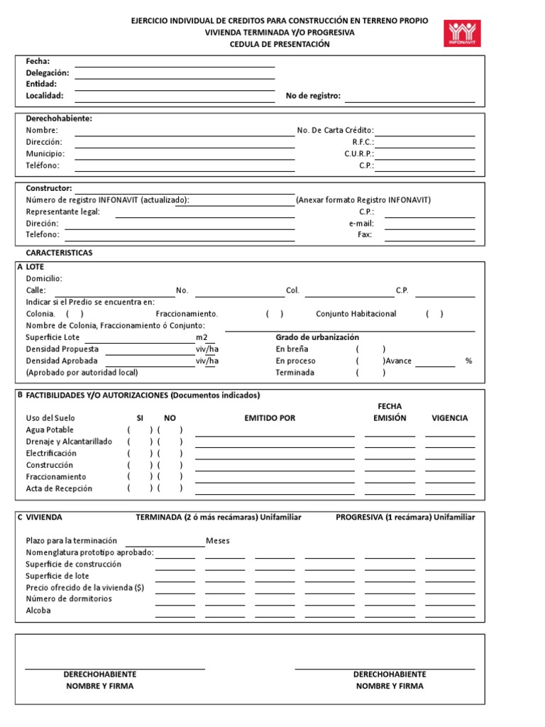 Cedula de Presentación infonavit | PDF | Agua | Business