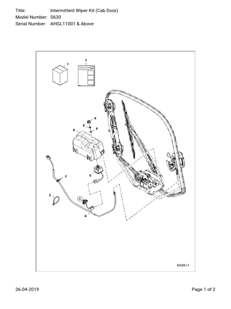 Intermittent Wiper Kit (Cab Door) - S630 | PDF