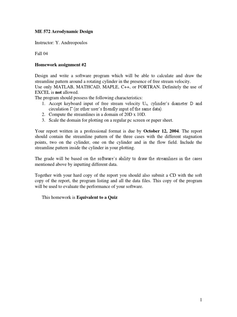 ME 572 HW#3 Streamlines | PDF | Computers