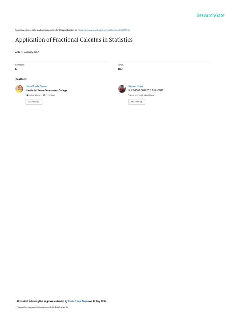 Application of Fractional Calculus in Statistics | PDF | Power Law ...