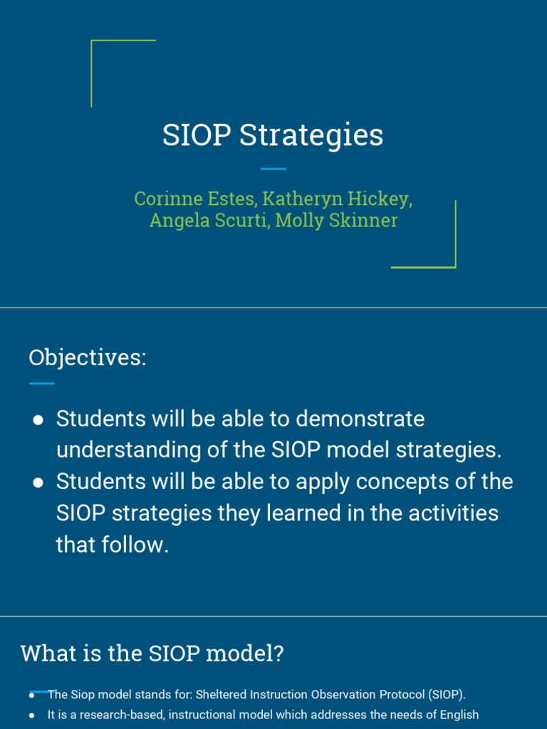 Siop Process | PDF | Teaching | Neuropsychological Assessment