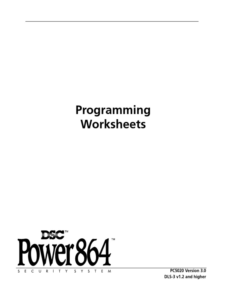 Programming Worksheets: PC5020 Version 3.0 DLS-3 v1.2 and Higher | PDF ...