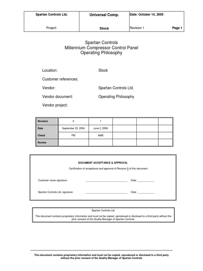 Spartan Controls Millennium Compressor Control Panel Operating ...