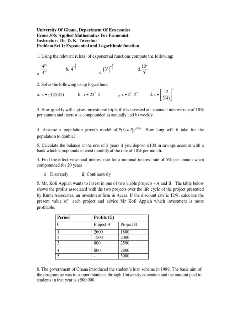 Assignment 1 Expo and Log | PDF | Interest | Interest Rates