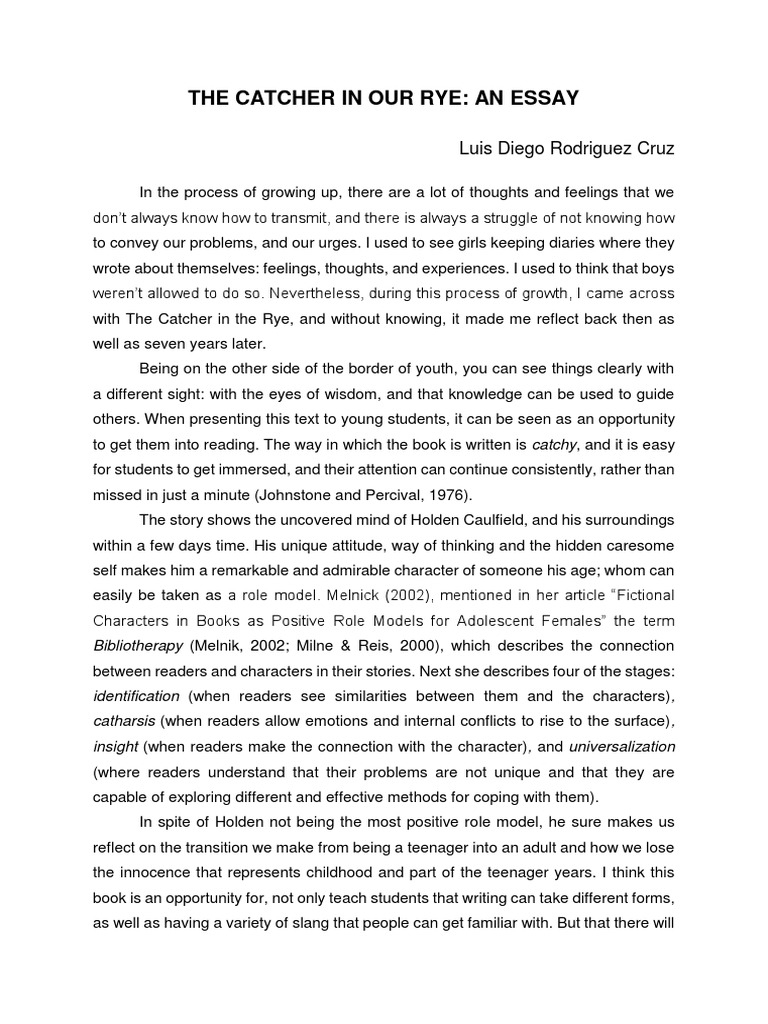 The Catcher in The Rye ESSAY | PDF | Psychological Concepts