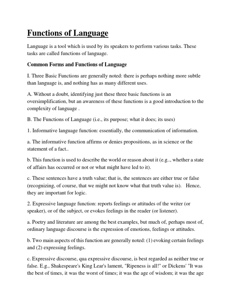 Functions of Language | PDF | Emotions | Truth