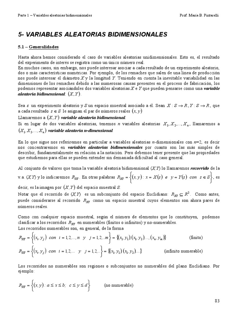 Variables Aleatorias Bidimensionales | PDF | Variable aleatoria ...