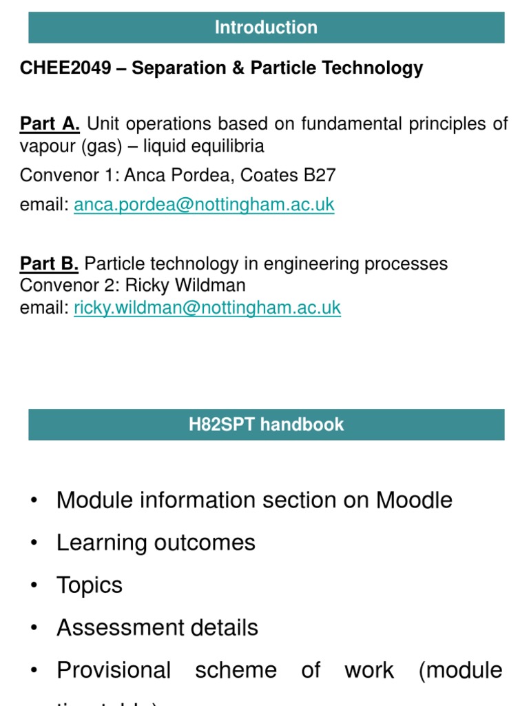 CHEE2049 - Separation & Particle Technology: Vapour (Gas) - Liquid ...