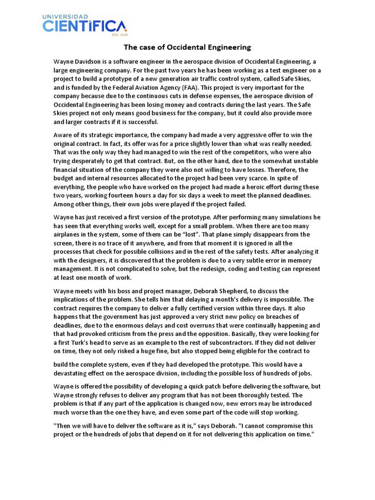 Occidental Engineering Project Delivered Despite Safety Bug | PDF ...
