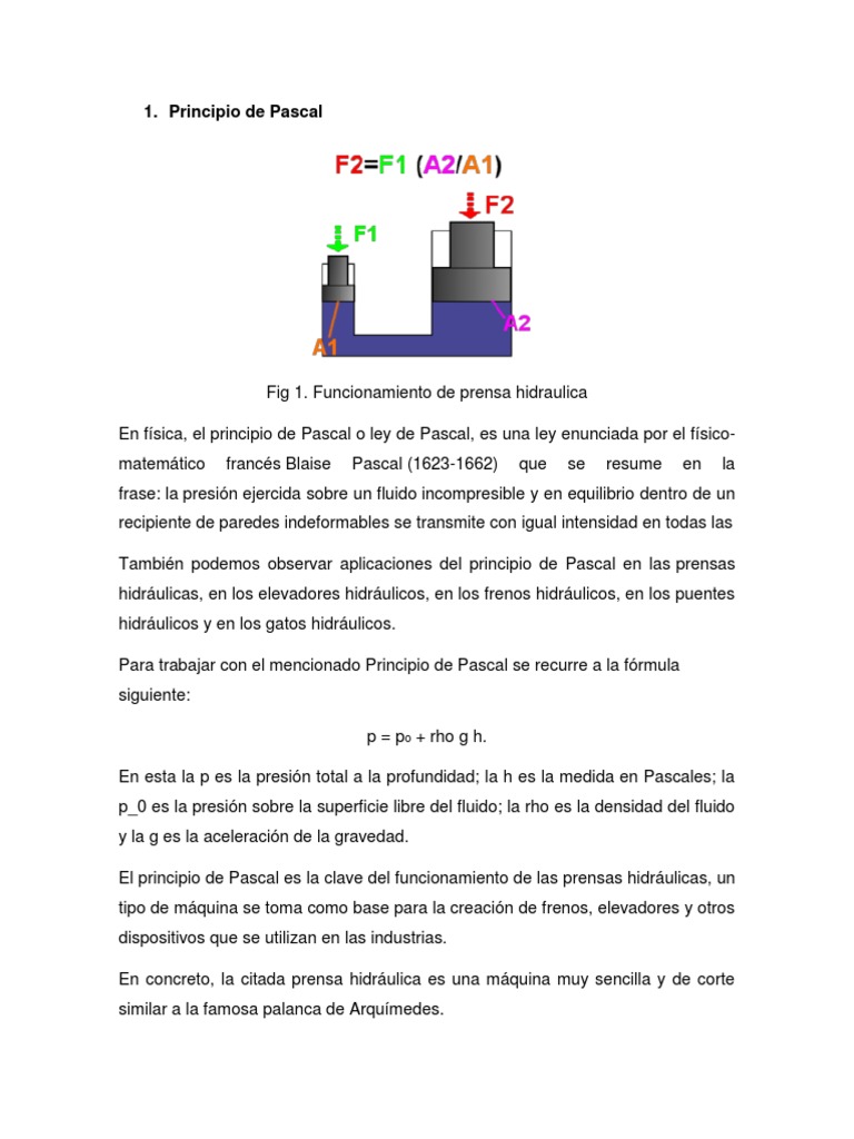 Principio de Pascal | PDF | Ciencias fisicas | Ingeniería mecánica