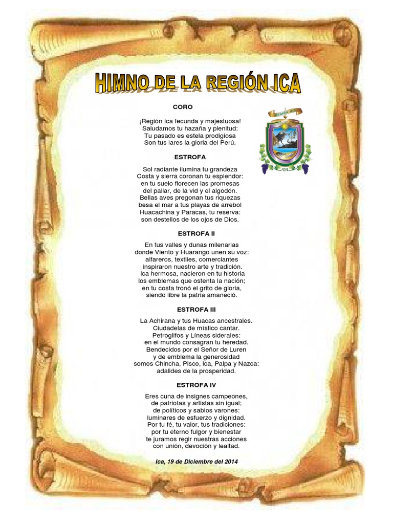 Himno de La Region Ica | PDF