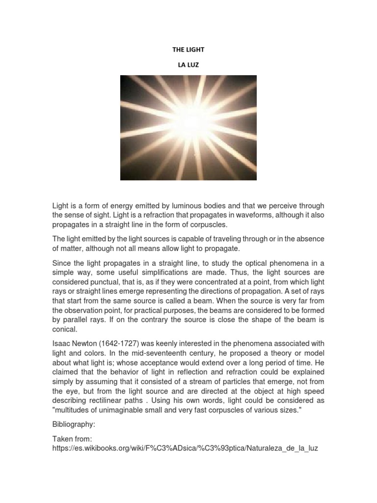 The Light La Luz | PDF | Light | Physical Phenomena