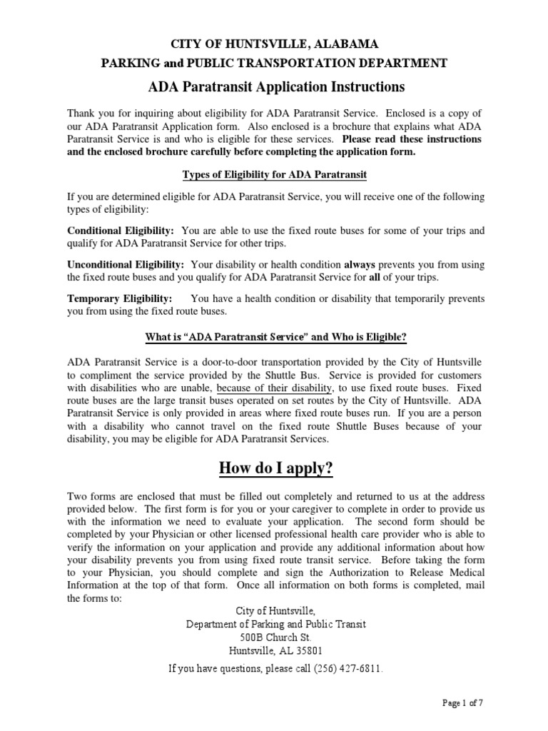 ADA Paratransit Eligibility Guide | PDF | Bus | Public Transport