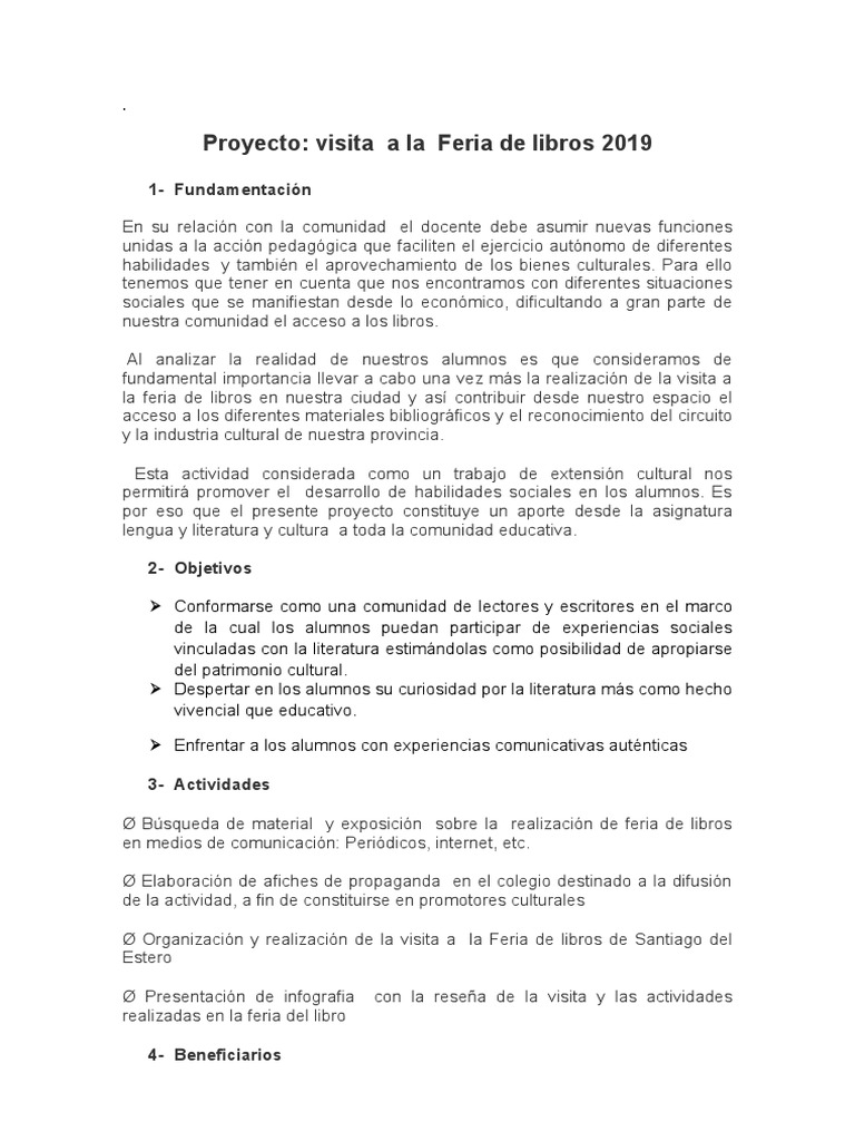 Proyecto Feria Del Libro | PDF | Modificación de comportamiento | Cognición