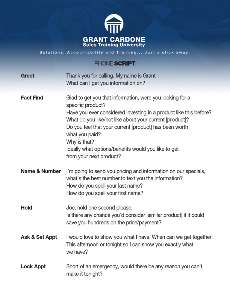 Inbound Sales Call Script Template | PDF