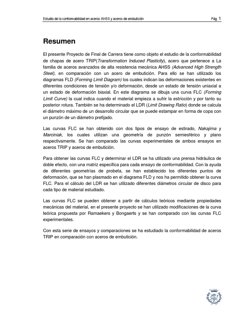 PFC - Estudio Conformabilidad Aceros - David Gutiérrez | PDF | Acero | Aluminio
