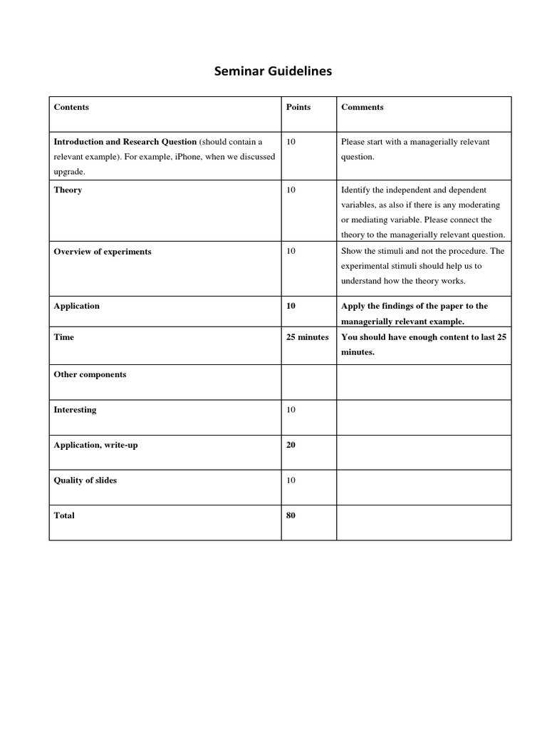 Seminar Guidelines | PDF