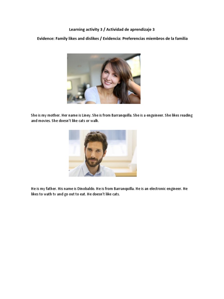 Evidence Family Likes and Dislikes | PDF