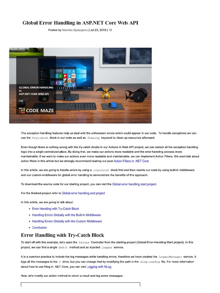 Global Error Handling Aspnetcore | PDF