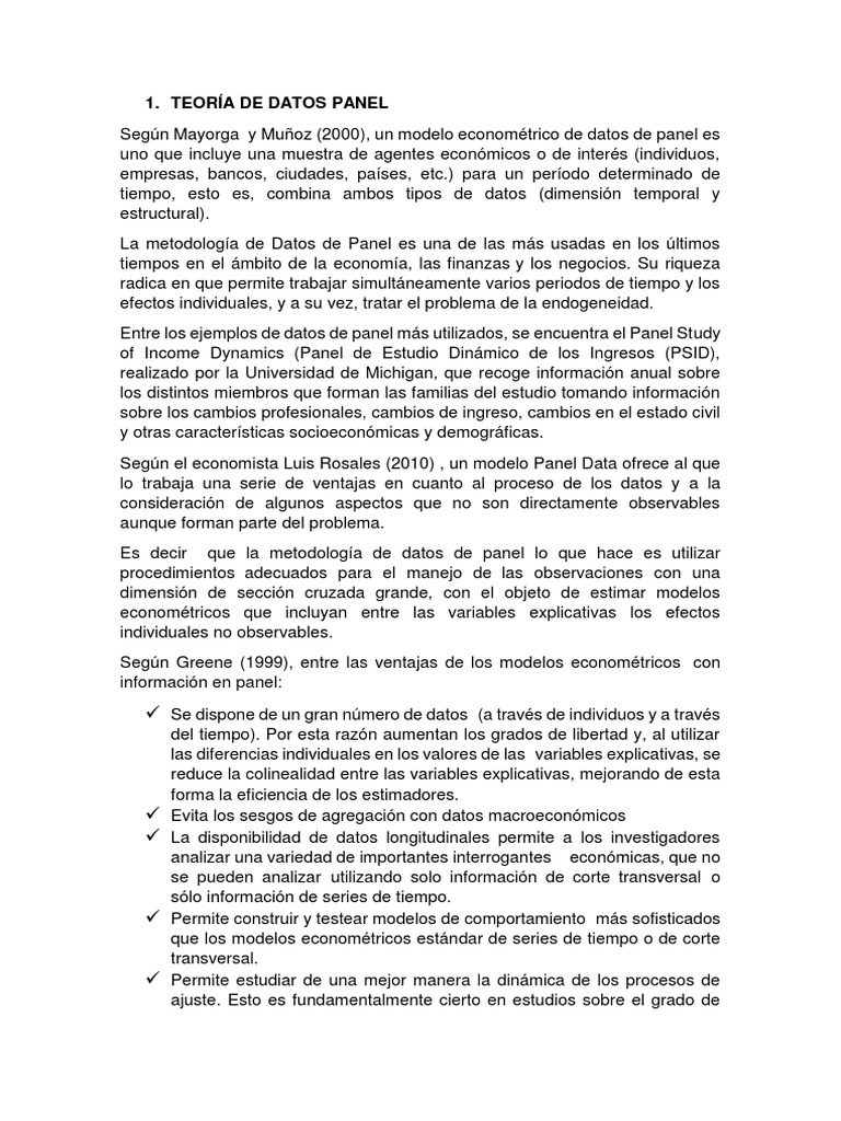 Teoría y Modelos de Datos de Panel | PDF | Econometría | Macroeconómica