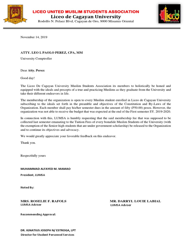 Liceo de Cagayan University: Liceo United Muslim Students Association | PDF