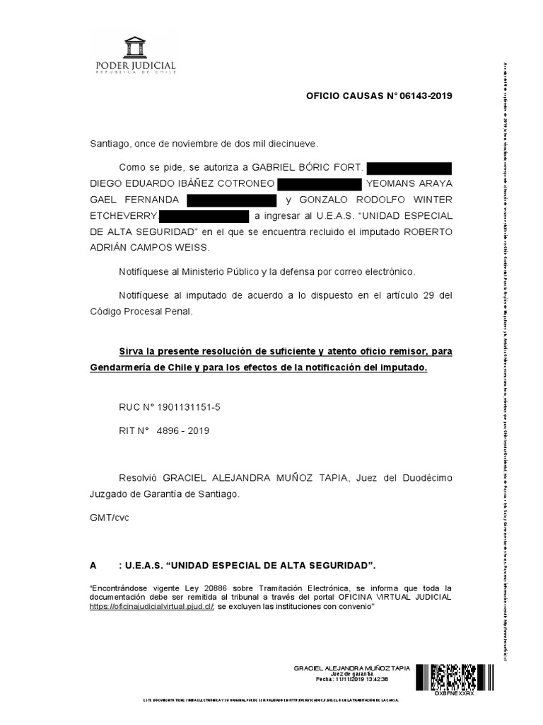 El Documento Del Poder Judicial | PDF | Chile | Instituciones sociales