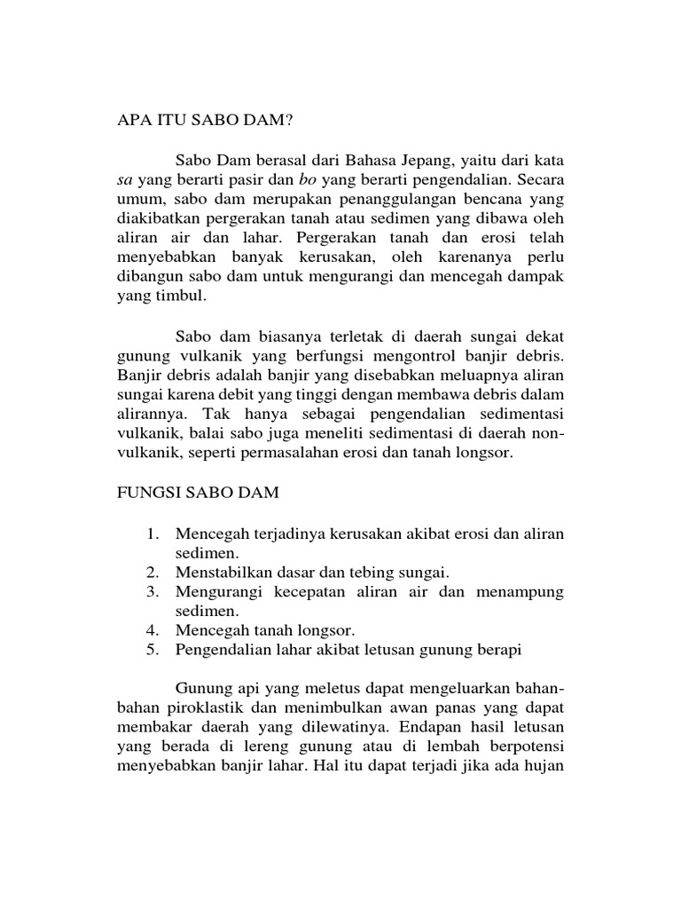 Apa Itu Sabo Dam | PDF