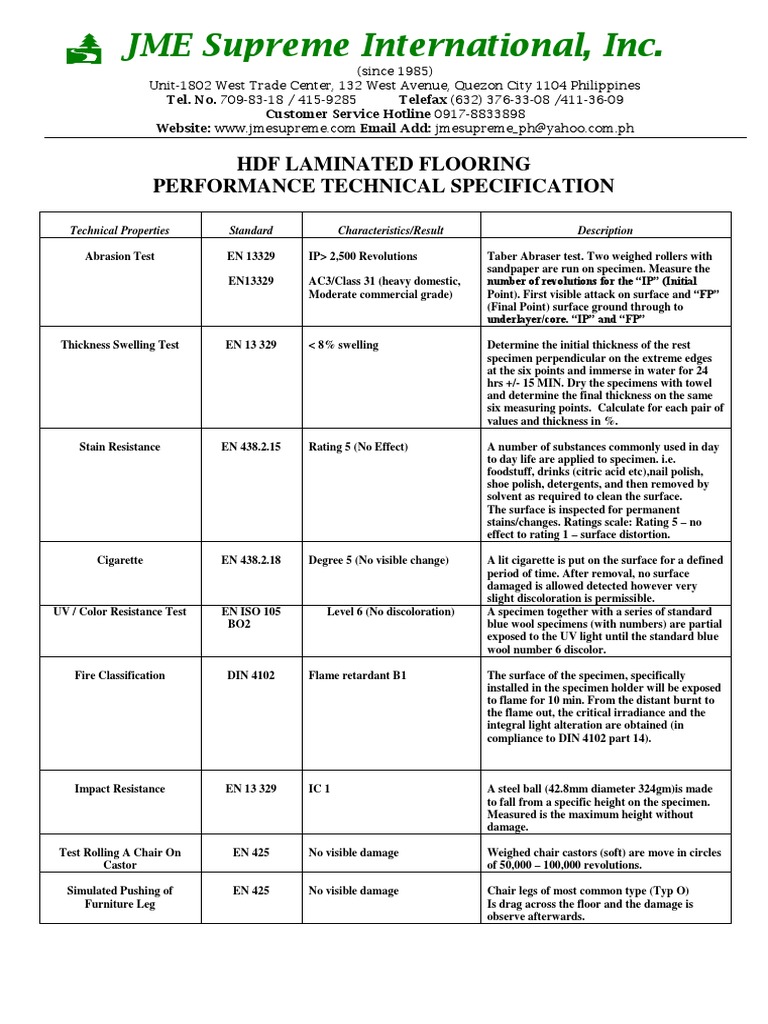 JME Supreme International, Inc.: HDF Laminated Flooring Performance ...