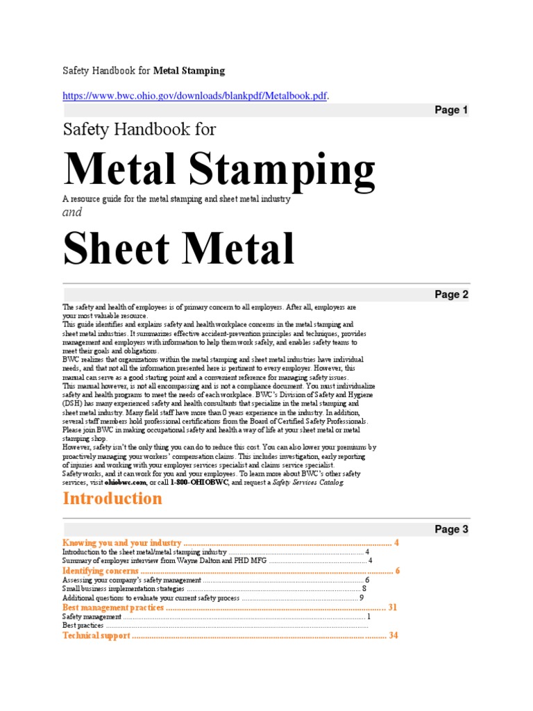 Safety Handbook For Metal Stamping | PDF | Occupational Safety And ...