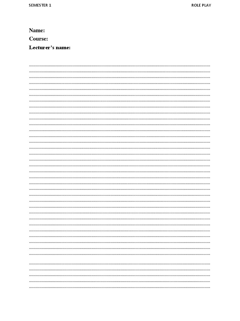 Role Play Form | PDF