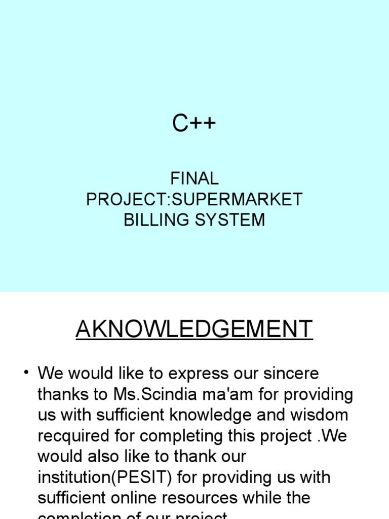Final Project:Supermarket Billing System | PDF | Supermarket | Software