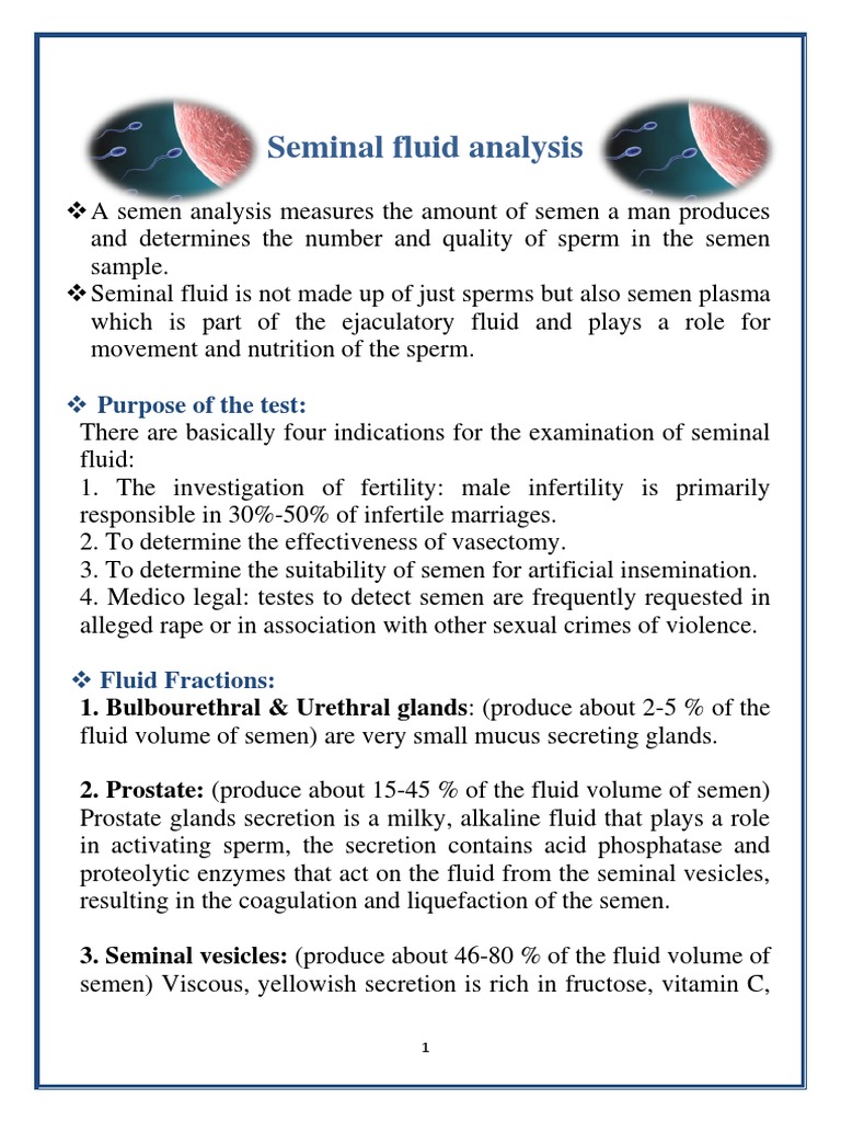 Seminal Fluid Analysis: Purpose of The Test | PDF | Semen | Luteinizing ...