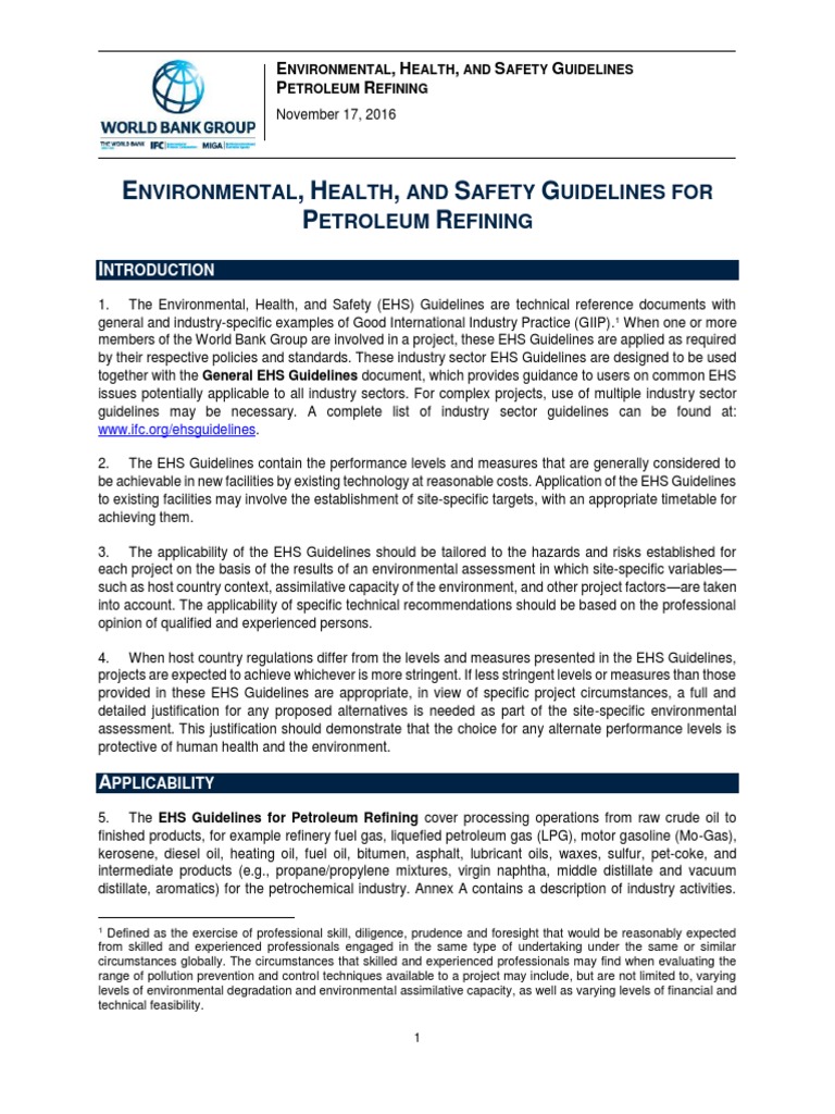 Environmental, Health, and Safety Guidelines For Petroleum Refining ...