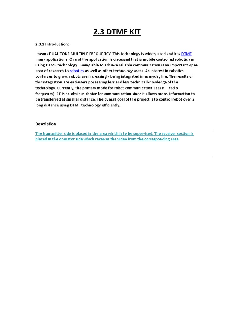 2.3 DTMF Kit | PDF | Electronic Filter | Electrical Circuits